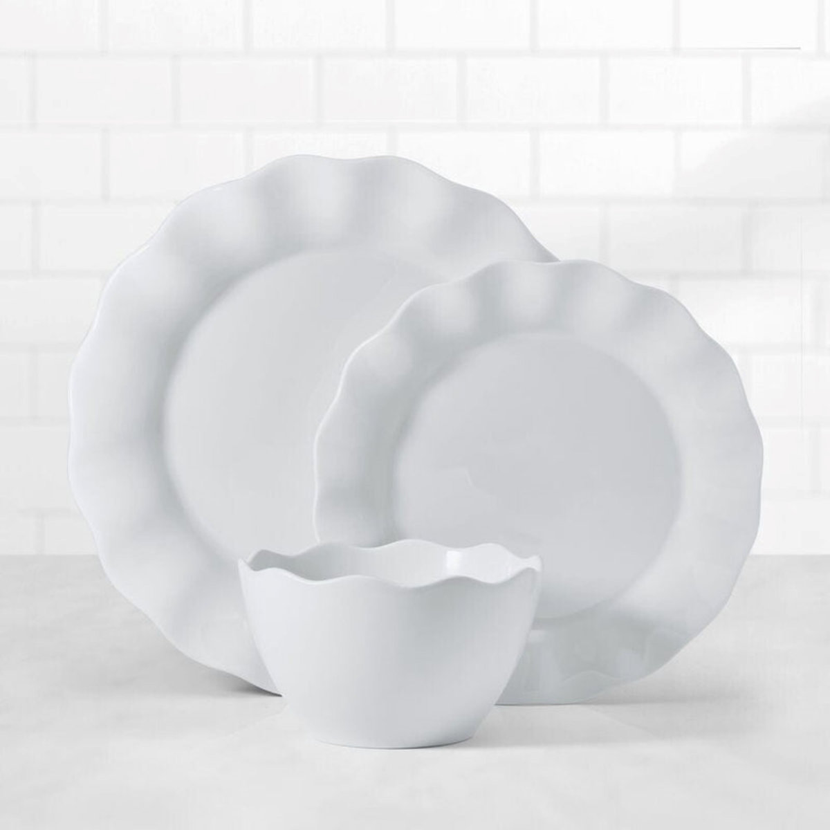 Fitz and Floyd Everyday White Scallop 12-Pc Dinnerware Set, Service For 4 | Birch Lane